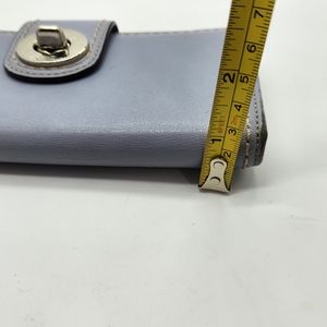 Coach | Bags | Coach Leather Bifold Wallet Turnkey Lock Grey Blue Color ...